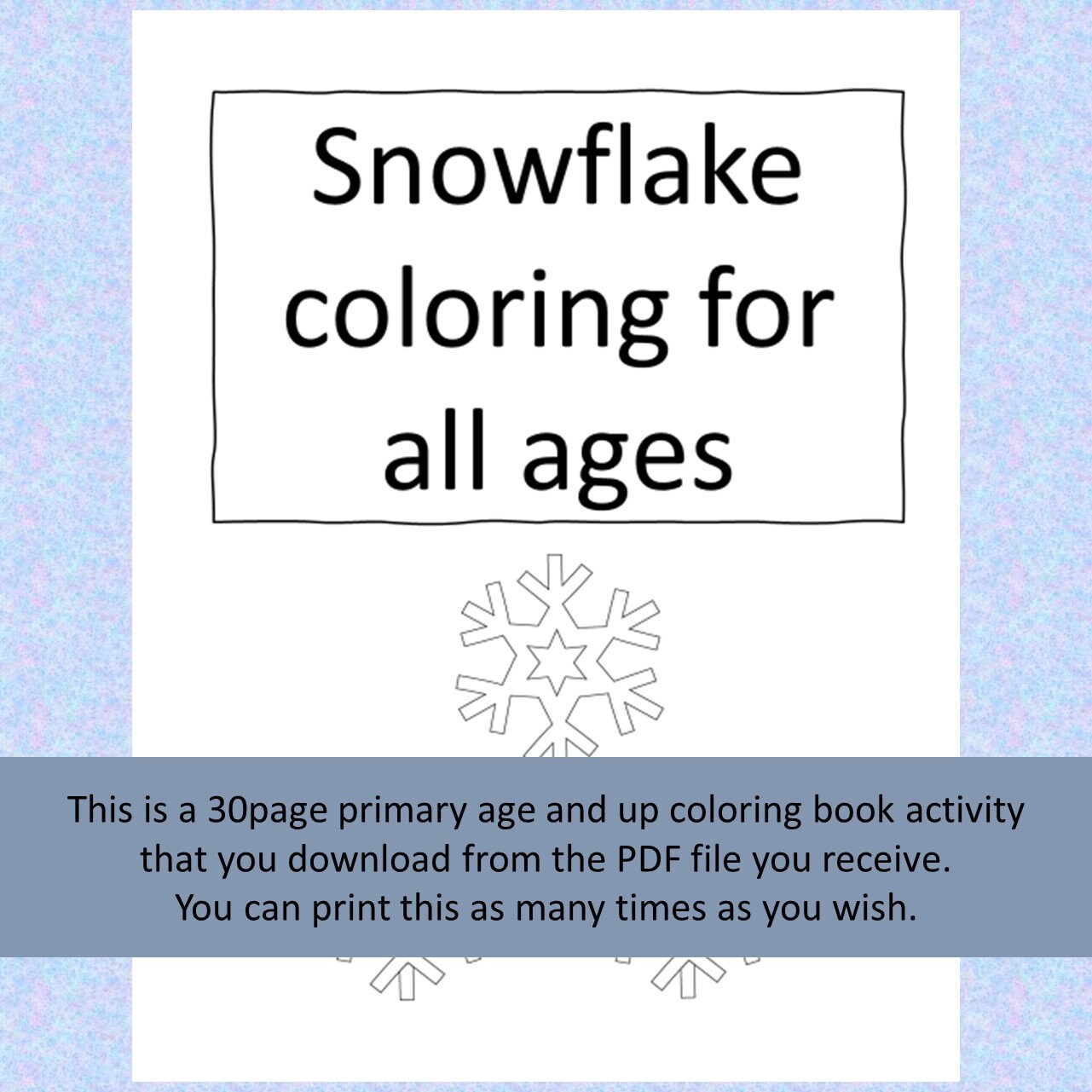 Snowflake Coloring Printable for All Ages, 30 Coloring Printable Pages ...