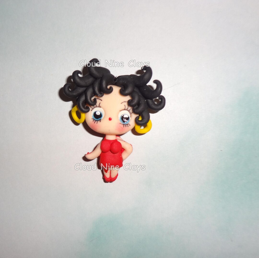 Betty Boop Cartoon Character Girl Clay Doll Bow Center Flat Back Crafts ...