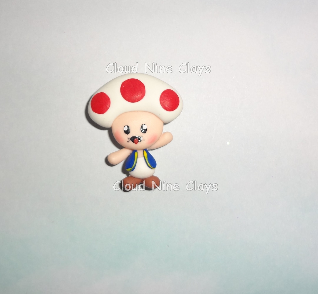 Mario Bro Mushroom Guy Toad Video Game Clay Doll Flat Back ...