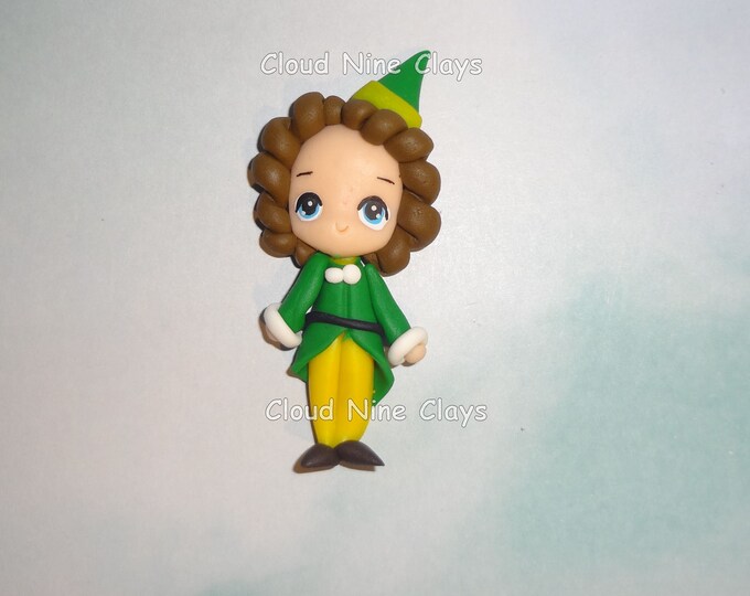 Christmas Buddy Elf Character Movie Clay Doll Flat Back Bow Center ...