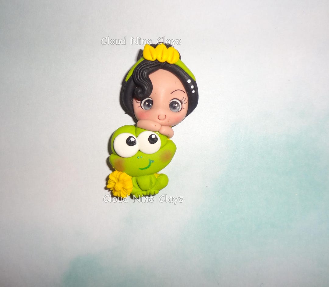 Frog Tiana Princess and Her Pet Frog Clay Doll Flat Back Embellishment ...