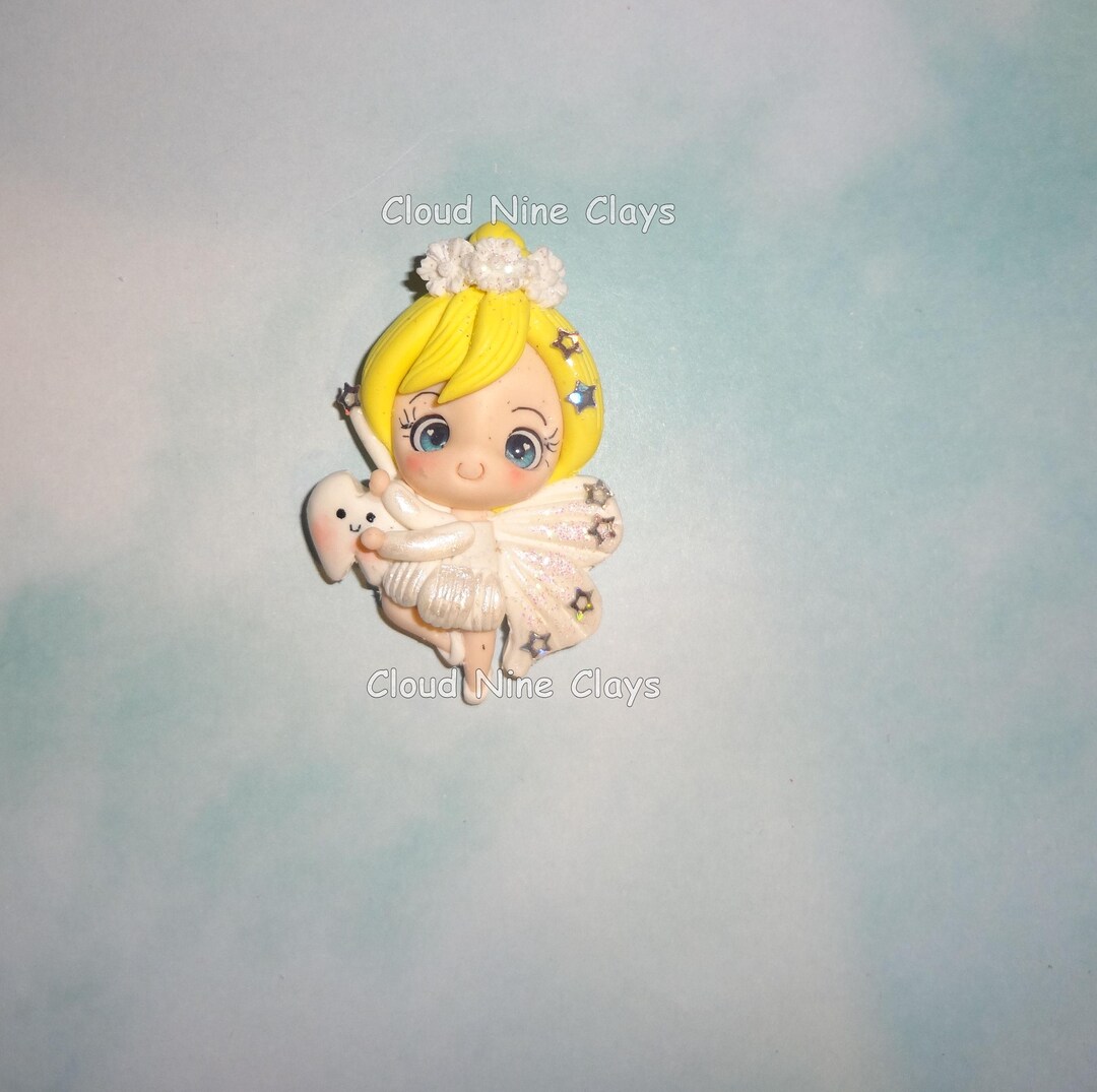Tooth Fairy Wings Girl Glitter Teeth Dentist Clay Doll Flat Back ...