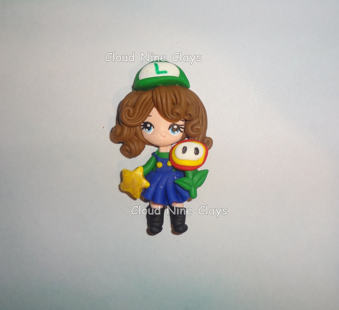 Luigi Mario Bro Girl Gamer Video Clay Doll Flat Back - Etsy