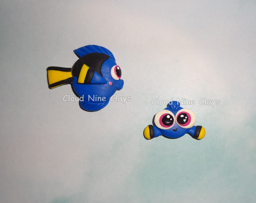 1* Dory or Baby Dory Blue Fish Animal Character Clay Doll Bow Center ...