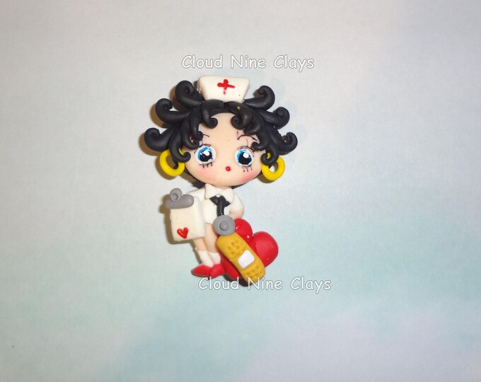 Betty Boop Nurse Medical Band Aid Chart Dr Girl Clay Doll Bow Center ...