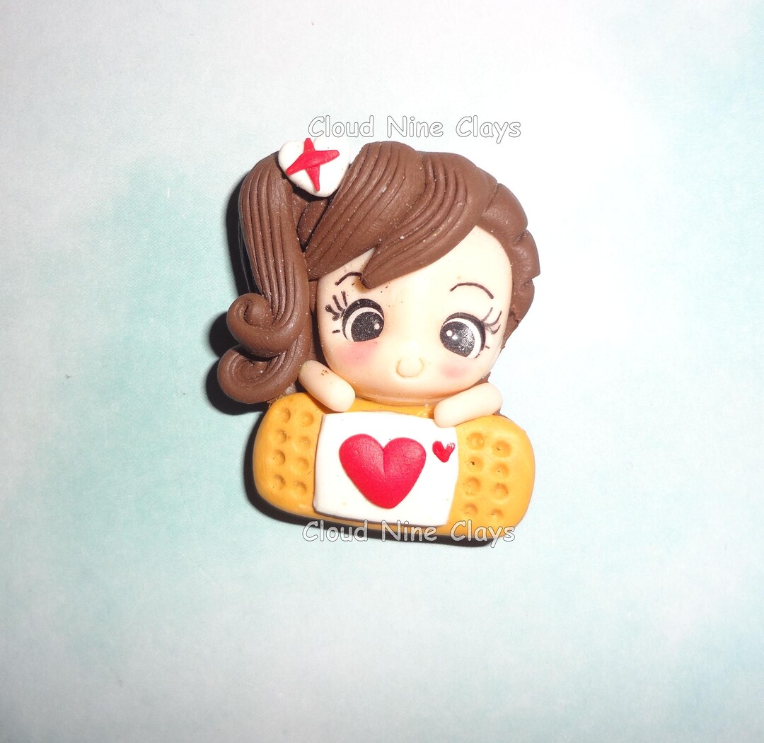Nurse Dr. Medical Hospital Band Aid Heart Clay Doll Flat Back Key Chain ...