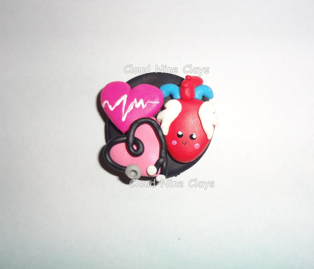 Medical Heart Dr Nurse EKG Stethoscope Clay Doll Flat Back Key Chain ...