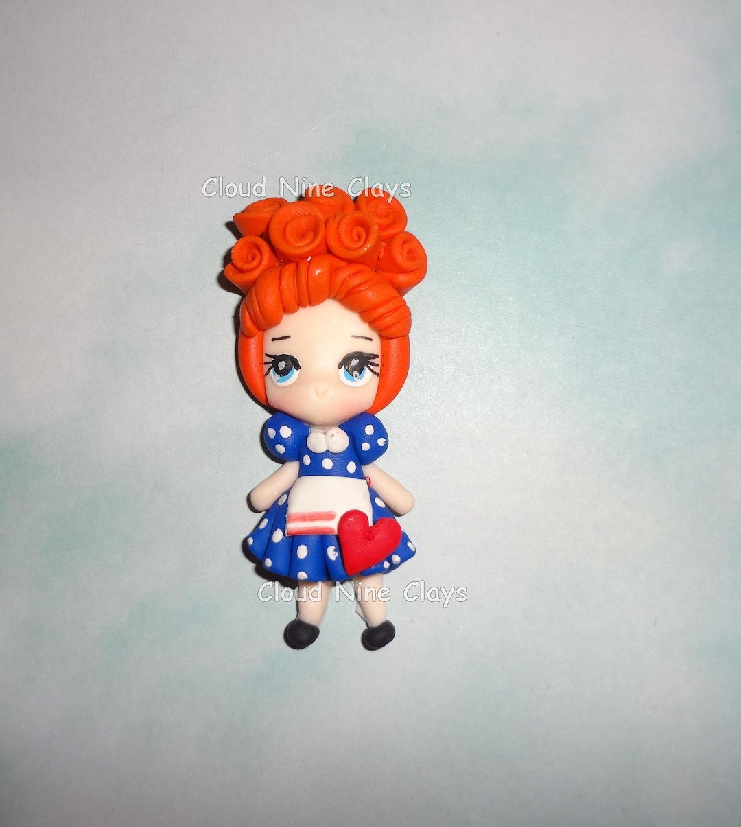 Lucy Movie TV Star Red Hair Dark Blue Dress Clay Doll Flat Back ...