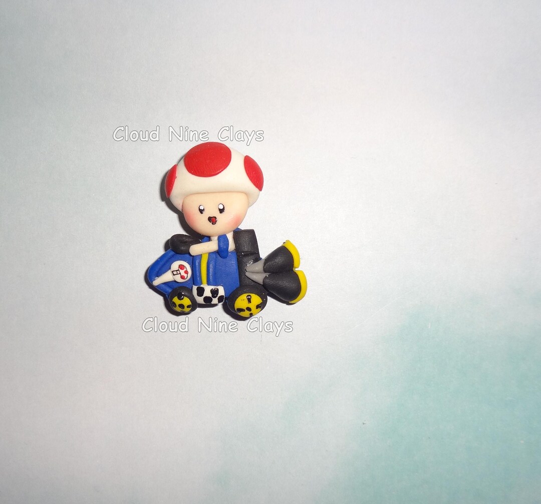 Gamer Toad Boy in Car Mario Video Game Clay Doll Flat Back ...