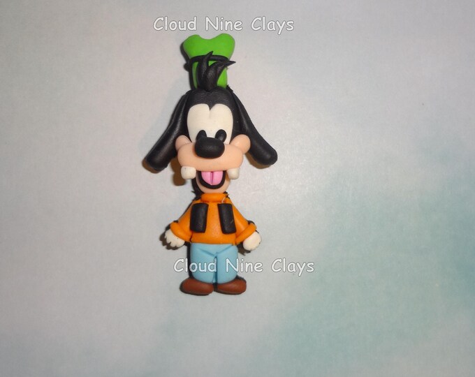 Silly Goof Ball Dog Character Ears Doll Clay Doll Flat Back Bow Center ...