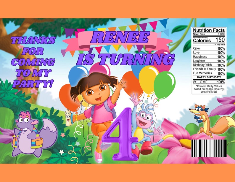 Editable Digital Only Dora Themed Party Favor Kit for Download - Etsy