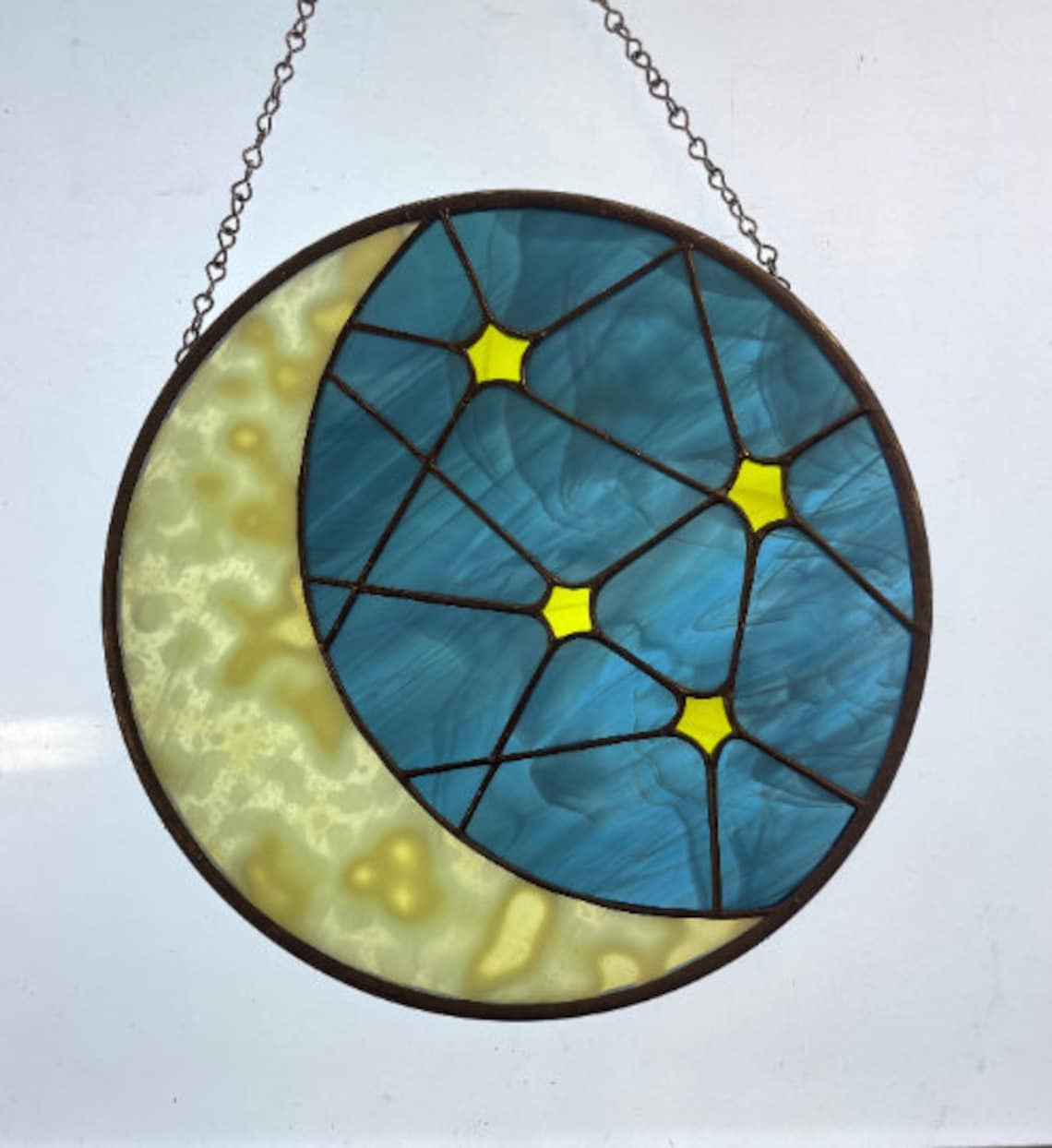 Moon And Stars Stained Glass Pattern And Pdf Digital File Etsy