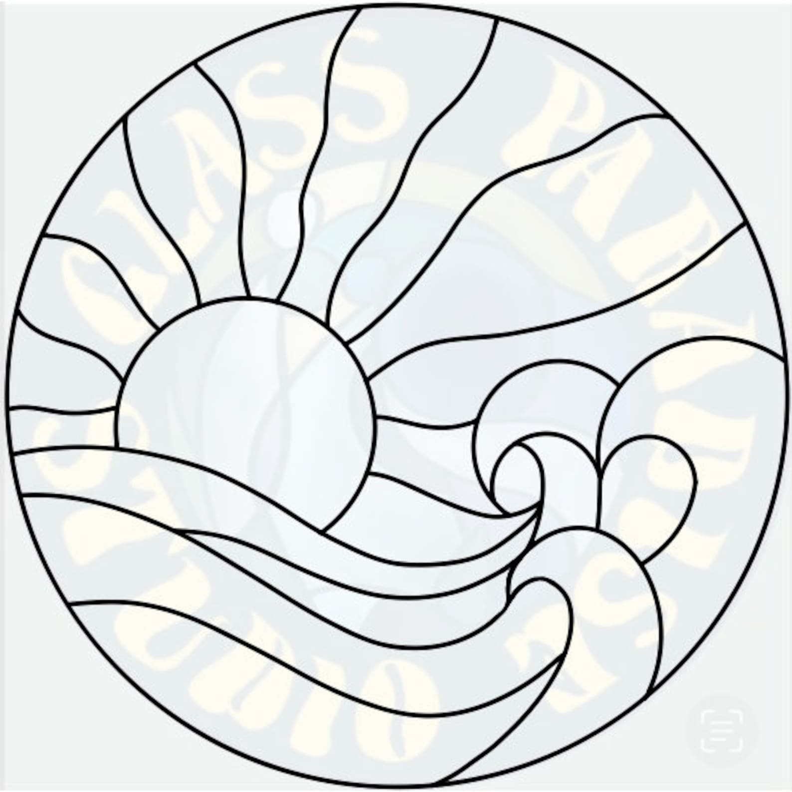 Sun & Wave Stained Glass Pattern PDF, PNG Digital File | Stained Glass ...