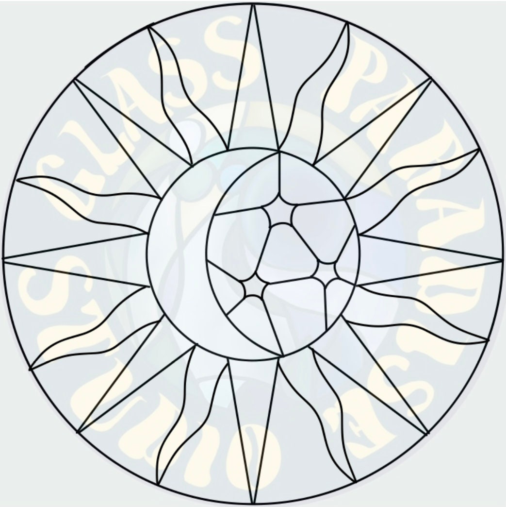 Sun & Moon Stained Glass Pattern PDF Digital File | Easy Stained Glass ...