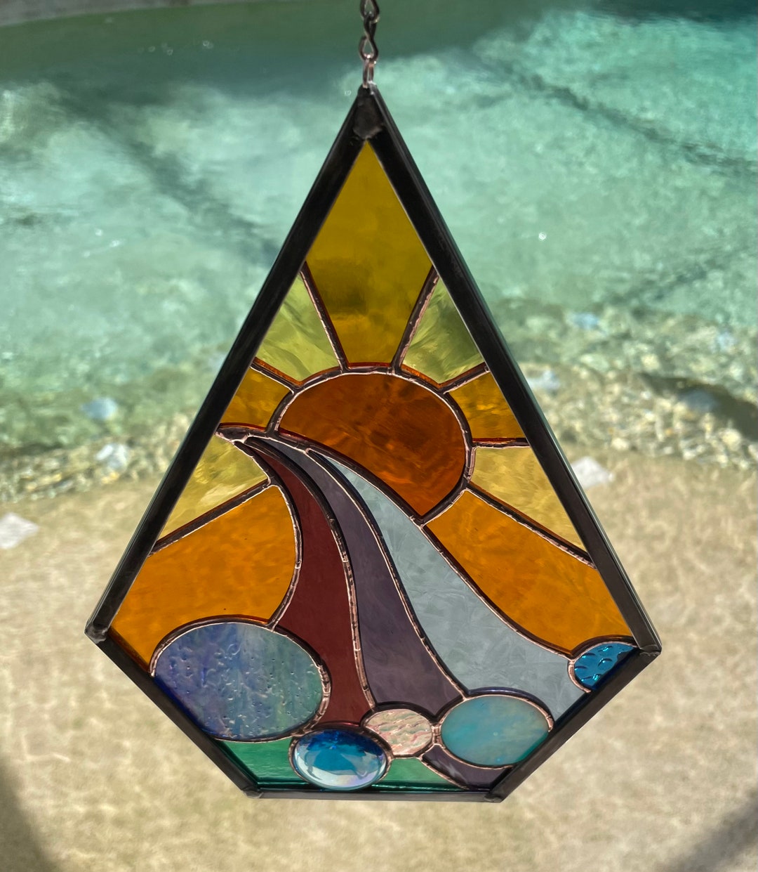 Retro Stained Glass Sun Catcher - Etsy