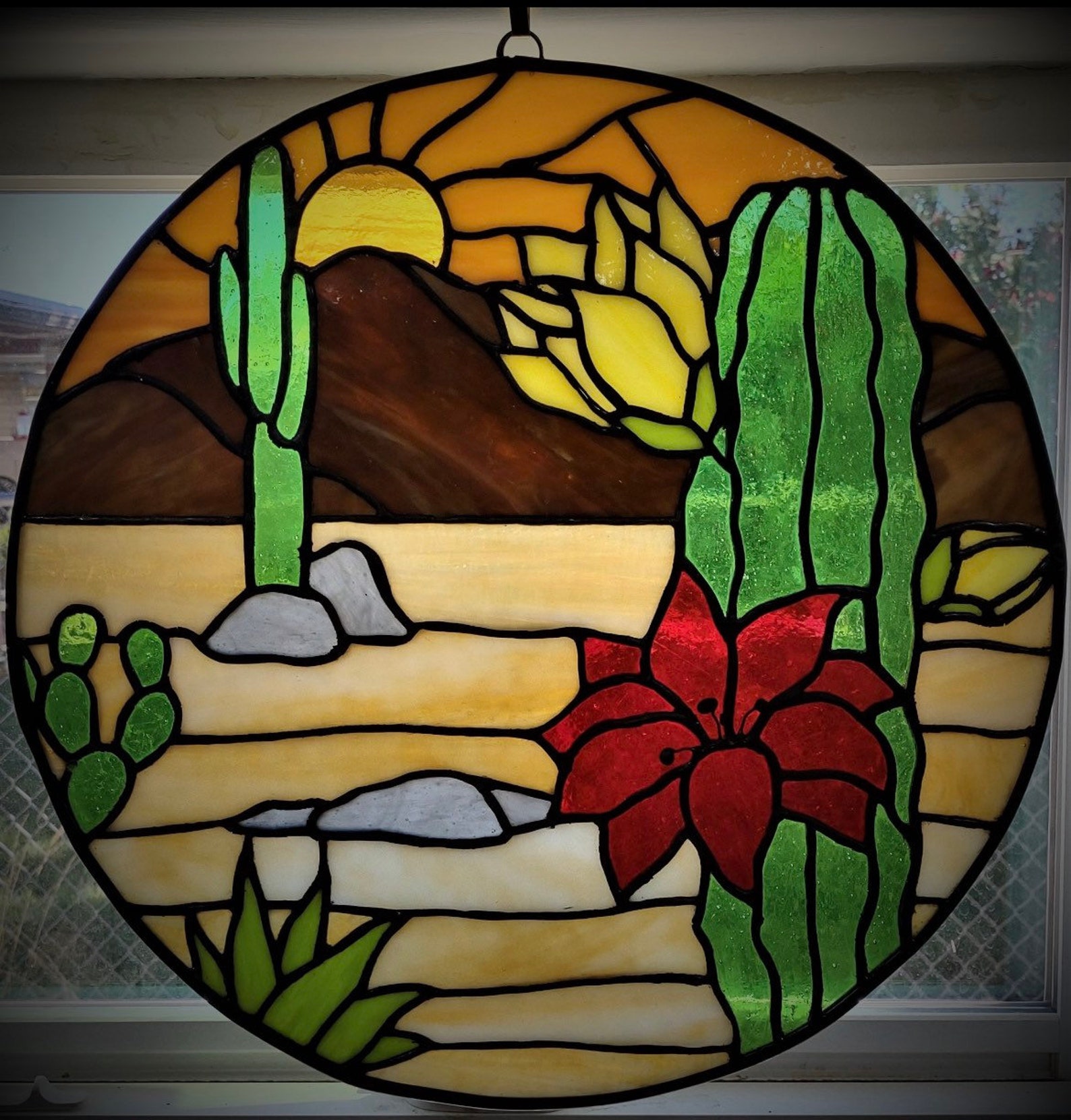 Desert Landscape Stained Glass Pattern PDF Digital File - Etsy