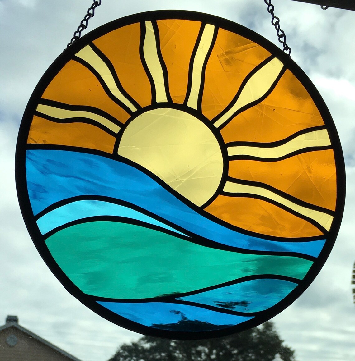 Sun & Water Stained Glass Pattern Circle and Rectangle PDFPNG - Etsy
