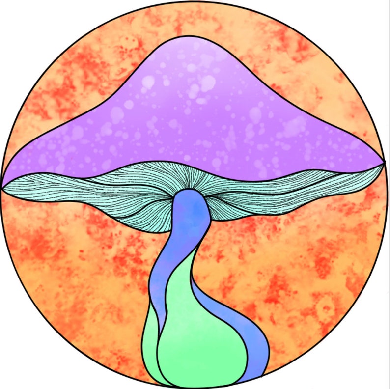 Single Mushroom Stained Glass Pattern PDF, Jpg, Psd, PNG Digital File ...