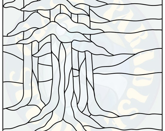 Desert Landscape Stained Glass Pattern PDF Digital File - Etsy Canada
