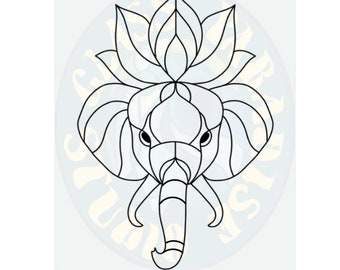 Elephant Stained Glass Pattern - Etsy