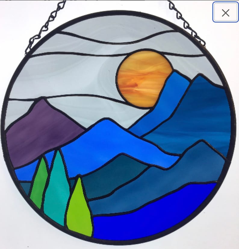 Mountain View Stained Glass Pattern PDF PNG Digital File - Etsy Mountain View Stained Glass Pattern PDF PNG Digital File - Etsy