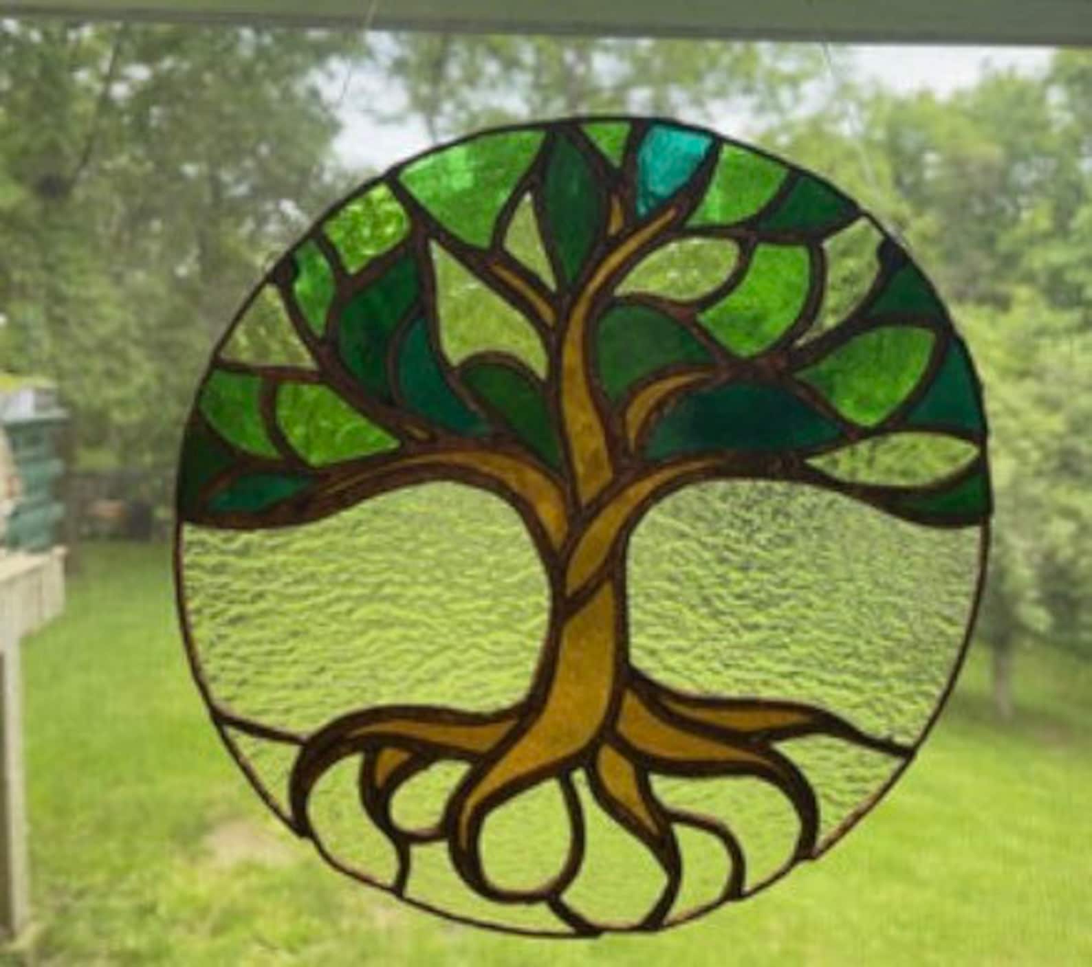 Tree of Life Stained Glass Pattern PDF Digital File-circle and Square ...