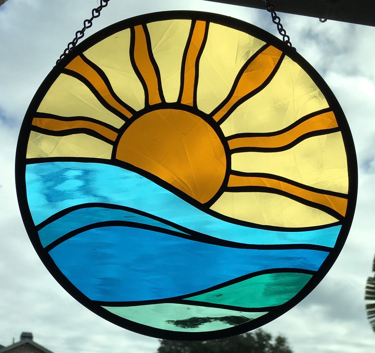 Sun & Water Stained Glass Pattern Circle and Rectangle PDFPNG - Etsy