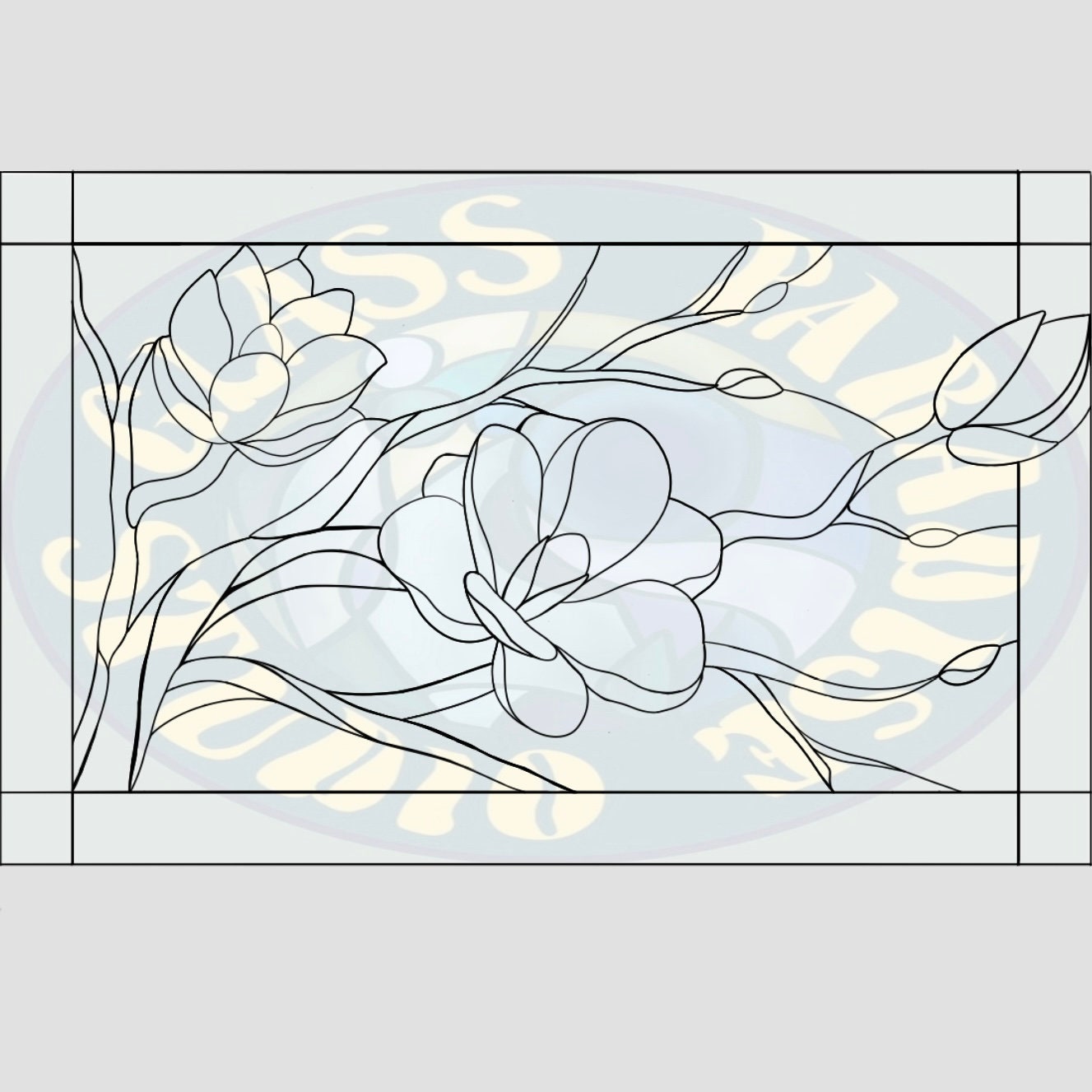 Magnolia Flowers Stained Glass Pattern PDF, Jpg, Png Digital Files ...