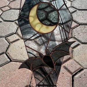 2 Files Coffin With 2 Bats & One Bat Stained Glass Pattern Pdf Digital ...