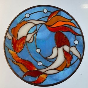 Koi Circle Stained Glass Pattern PDF/PNG Digital File | Koi Fish Glass ...