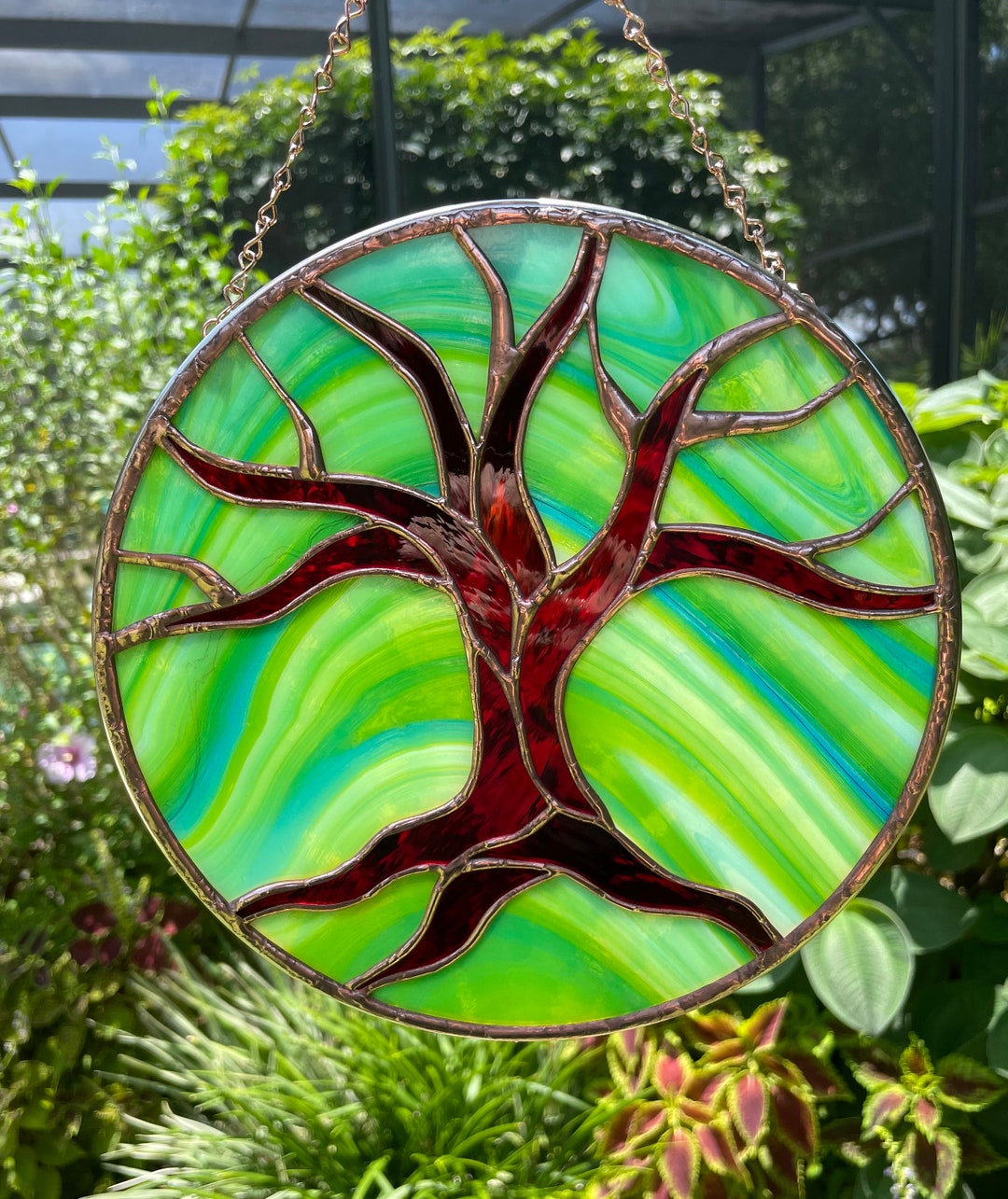 8” Tree Stained Glass Sun Catcher - Etsy