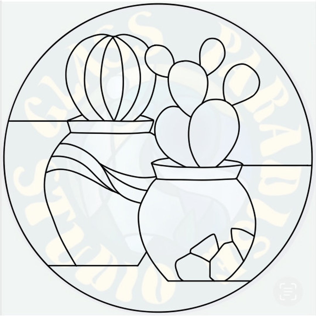 2 Pack - Cacti in Clay Pots Stained Glass Patterns PDF Digital File - Etsy