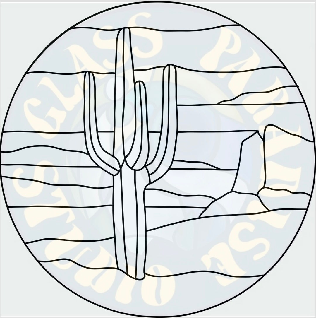 Desert Cactus Stained Glass Pattern PDF Digital File - Etsy