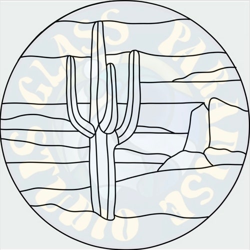 Desert Cactus 2 Stained Glass Pattern PDF Digital File - Etsy