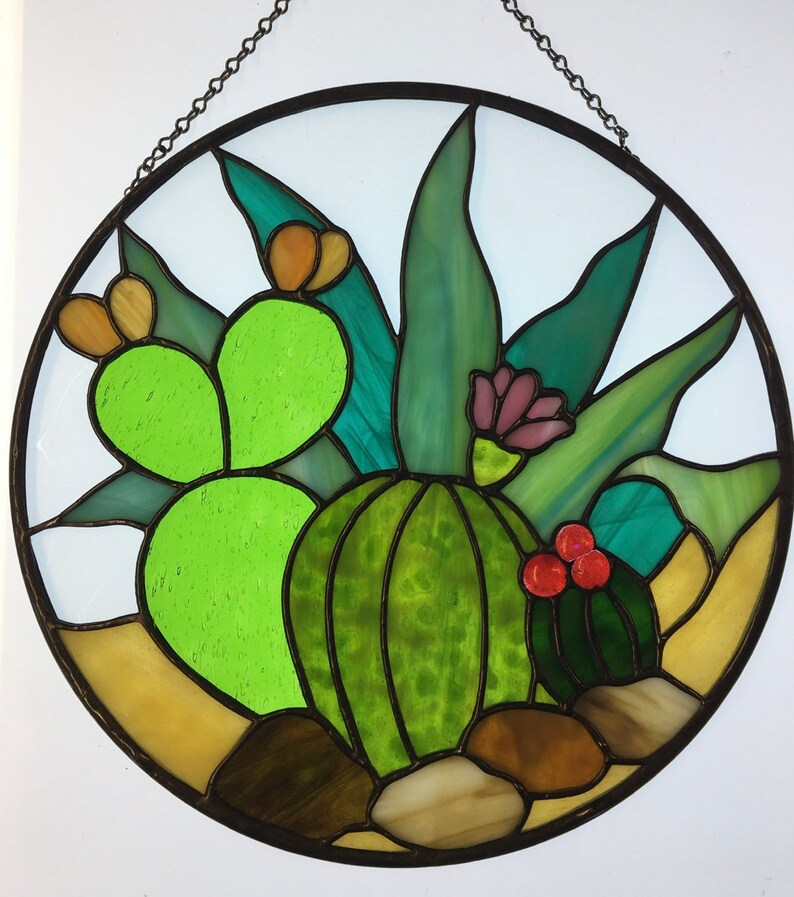 Cacti Cluster Stained Glass Pattern PDF/PNG Digital File - Etsy