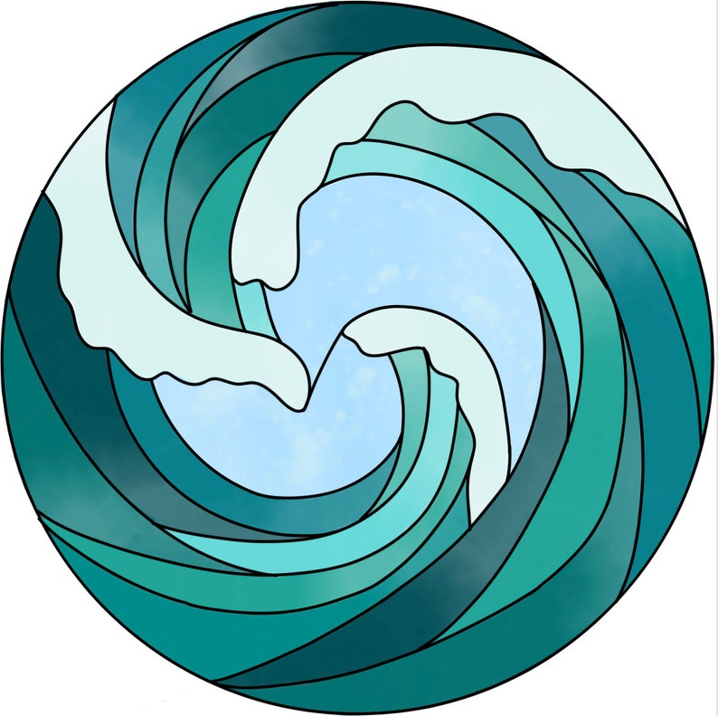 Waves Stained Glass Pattern PDF PNG Psd and Jpg Digital - Etsy Canada