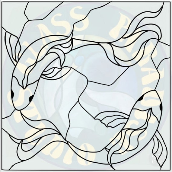 Koi Stained Glass Pattern PDF Digital File Koi Fish Glass - Etsy UK