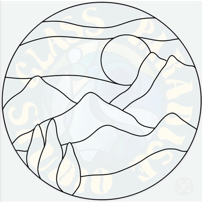 Mountain View Stained Glass Pattern PDF PNG Digital File - Etsy