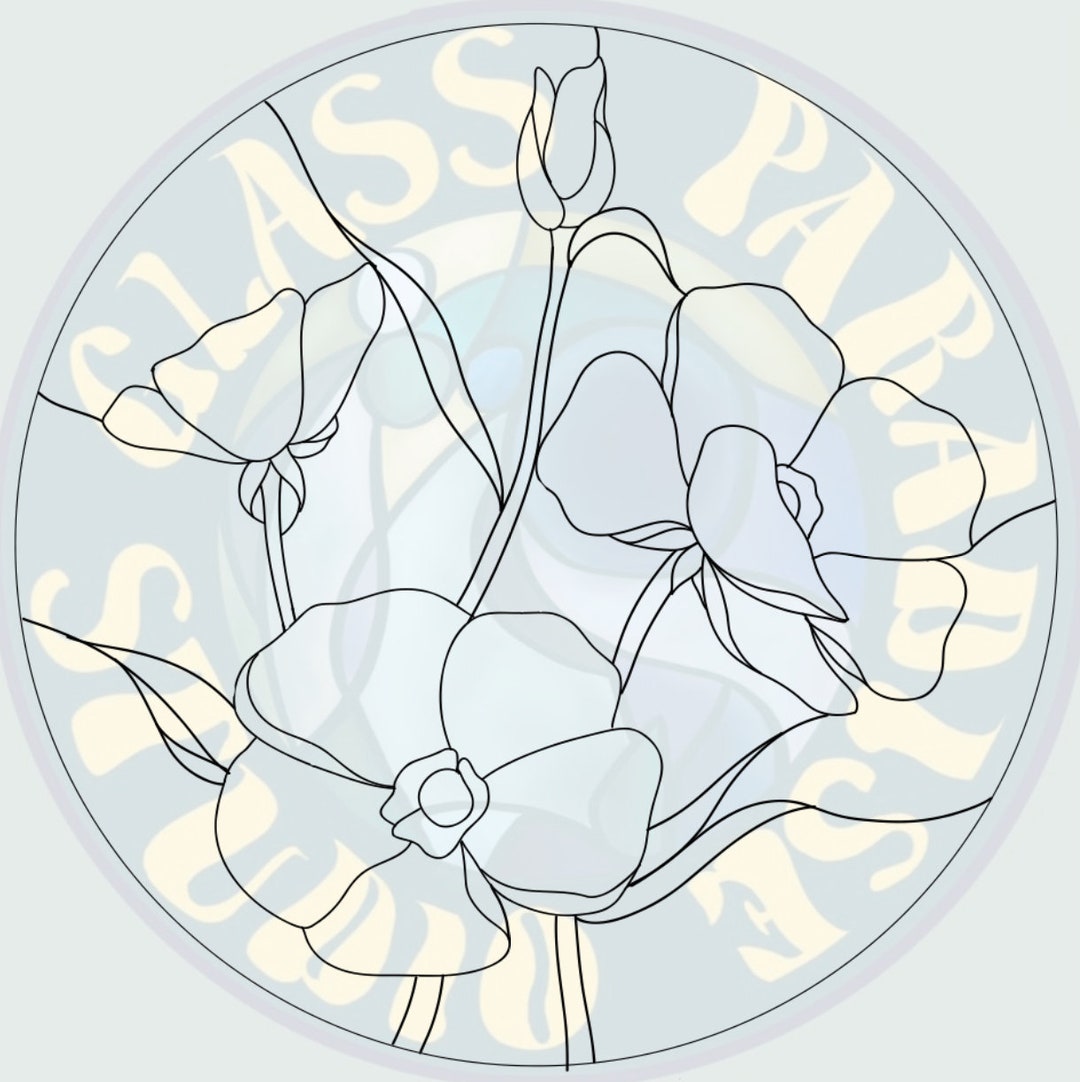 Poppy Flowers Stained Glass Pattern PDF, PNG, Png, Jpg Digital File - Etsy