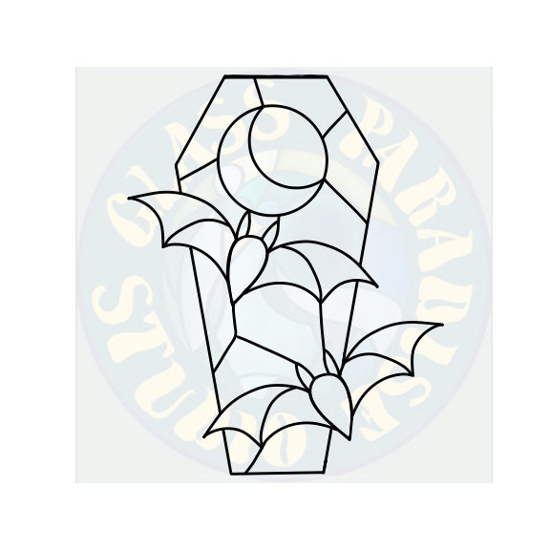 Coffin With Bats Stained Glass Pattern Pdf Digital File | Digital ...