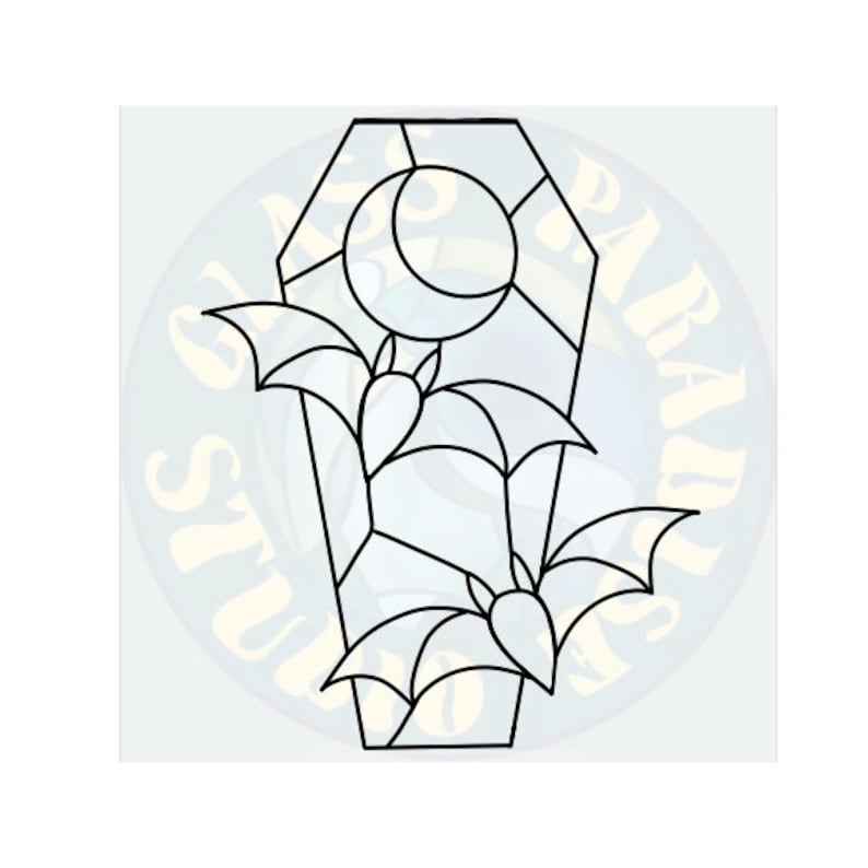 Coffin With Bats Stained Glass Pattern Pdf Digital File | Digital ...