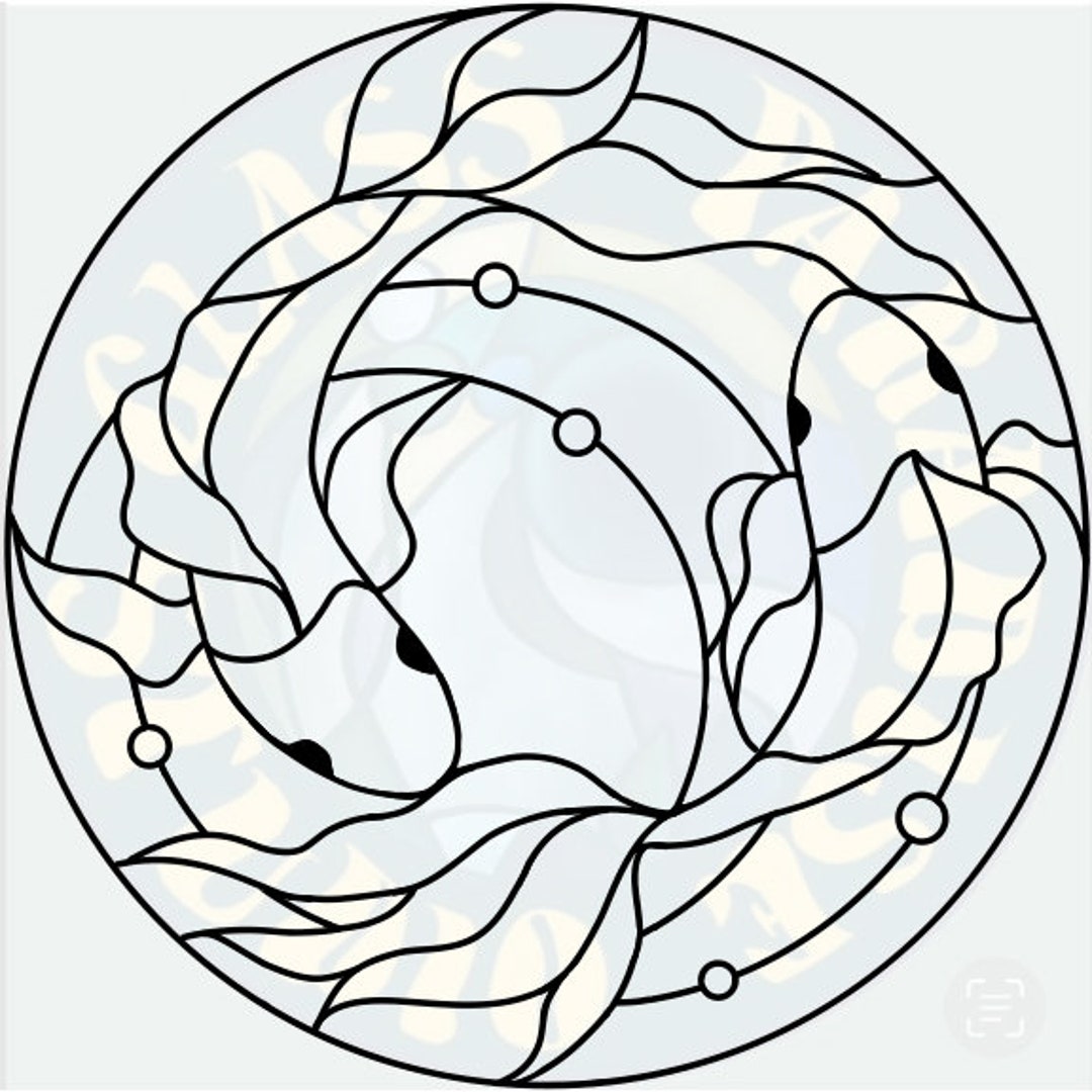Koi Circle Stained Glass Pattern PDF/PNG Digital File | Koi Fish Glass ...
