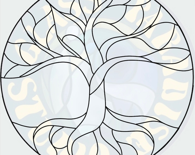 Tree Stained Glass Pattern PDF Digital File | Stained Glass Tree ...