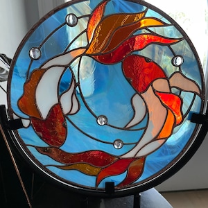 Koi Circle Stained Glass Pattern PDF/PNG Digital File | Koi Fish Glass ...