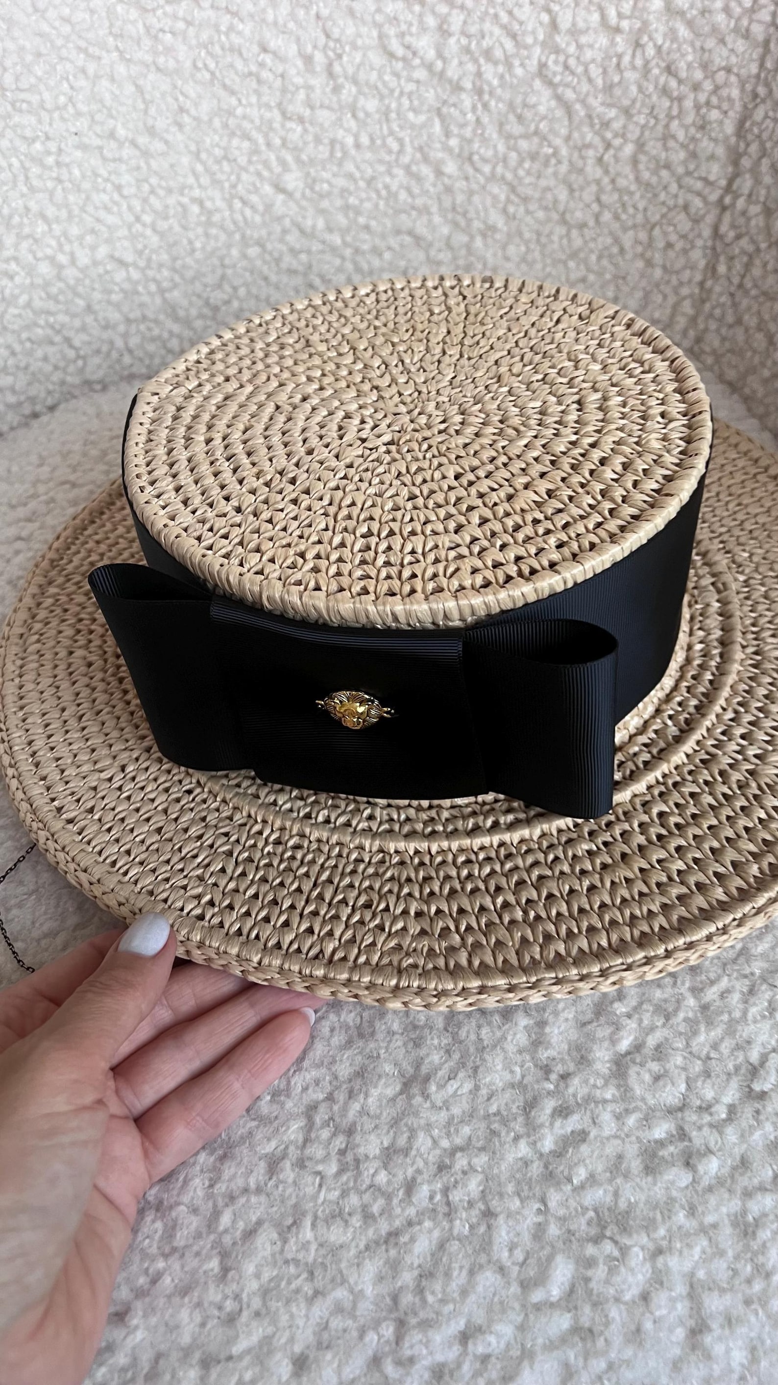 Khaki Hat Canotier Hat Boater Hat Women Flat Brim Straw Sun Hat Beach ...