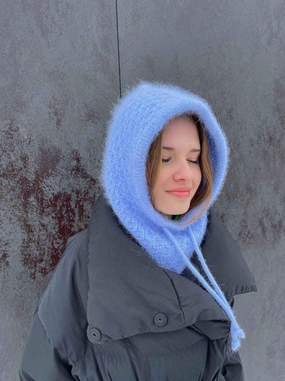 Fluffy Knit Wool Balaclava – Cozy Winter Hood & Ski Mask, Handmade Warm ...