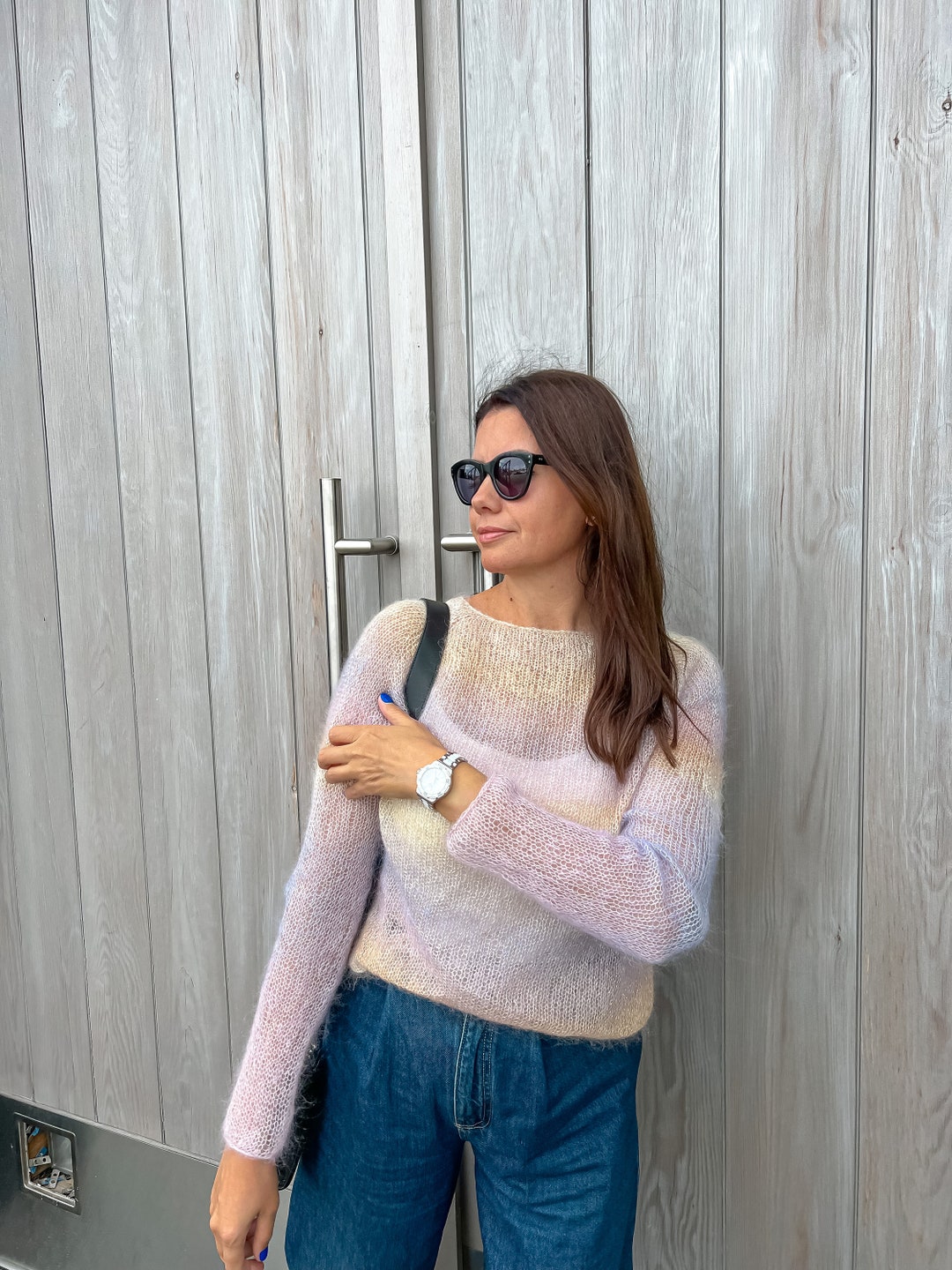 Rainbow Mohair Silk Sweater – Hand Knitted Sheer Fluffy Pullover ...