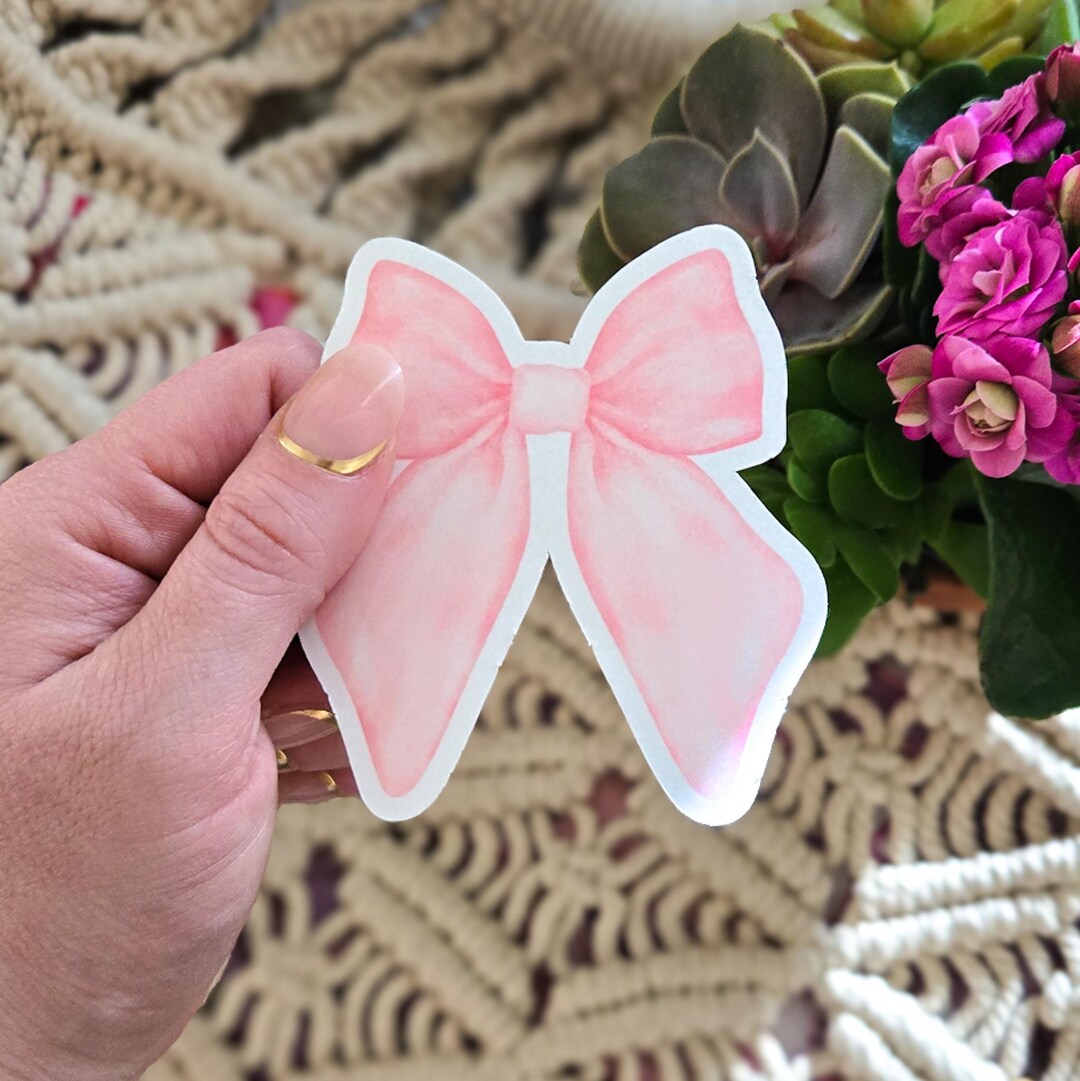 Coquette Pink Bow Sticker | Aesthetic Vinyl Sticker | 2”, 3”, 4” Sizes ...