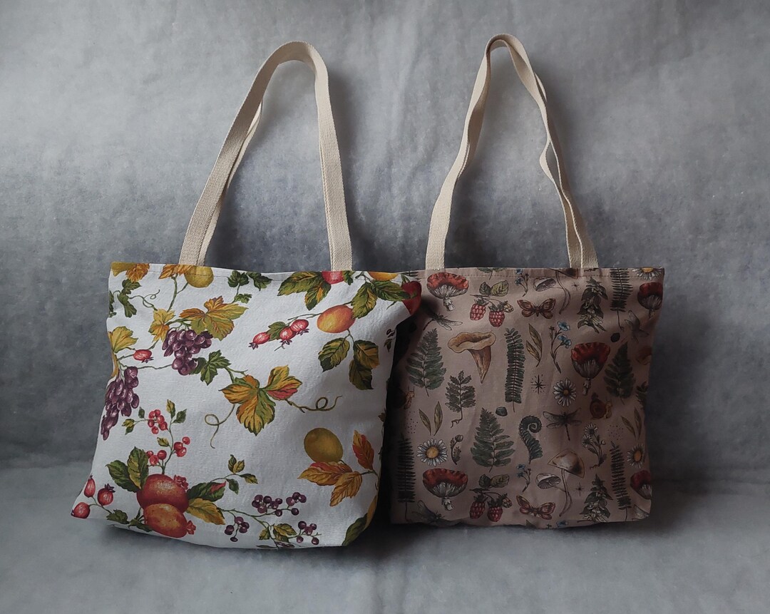 Tote Bags With Fruit and Forest Pattern - Etsy