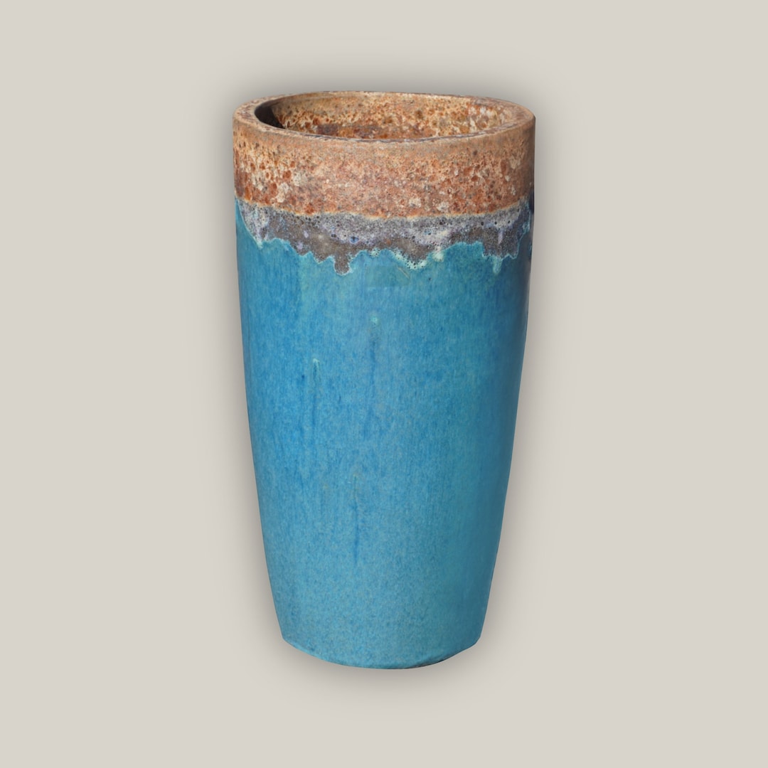 Tall Slim Ceramic Planter Multiple Colors Handcrafted, Two-toned ...